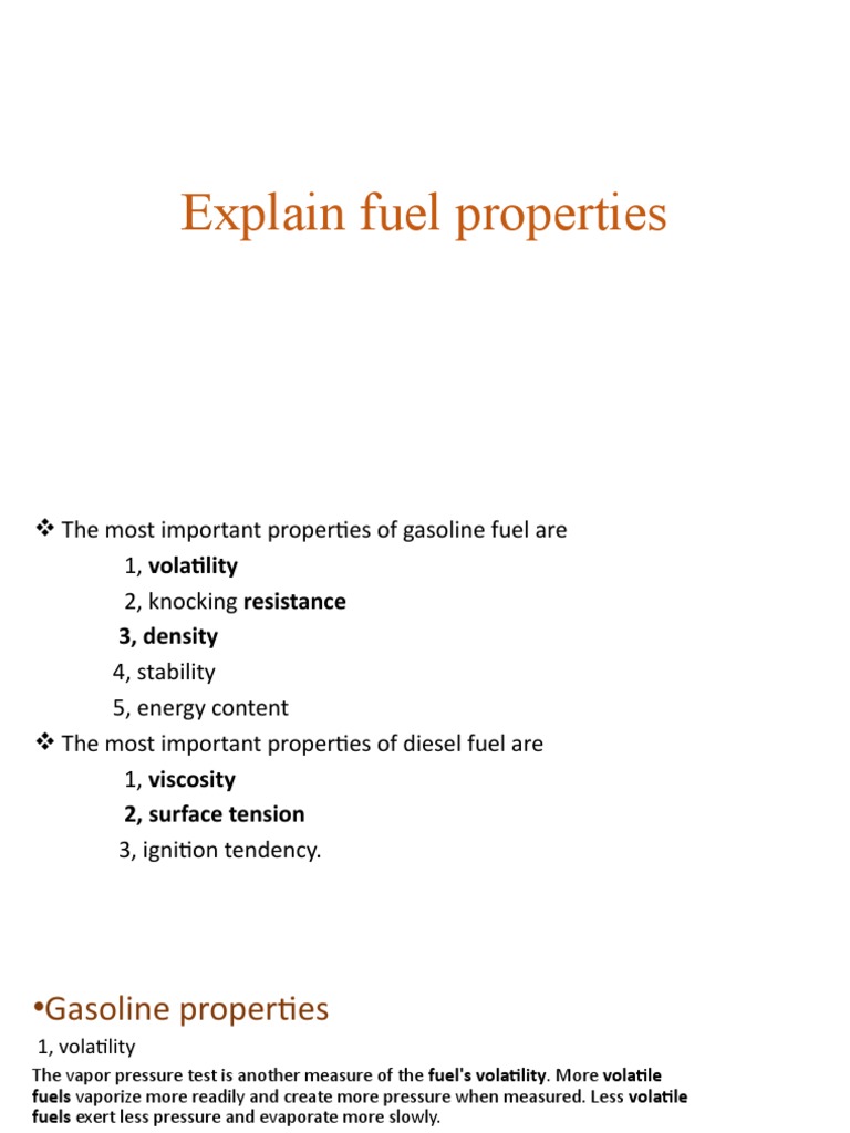 Fuel Properties | PDF | Gasoline | Diesel Fuel