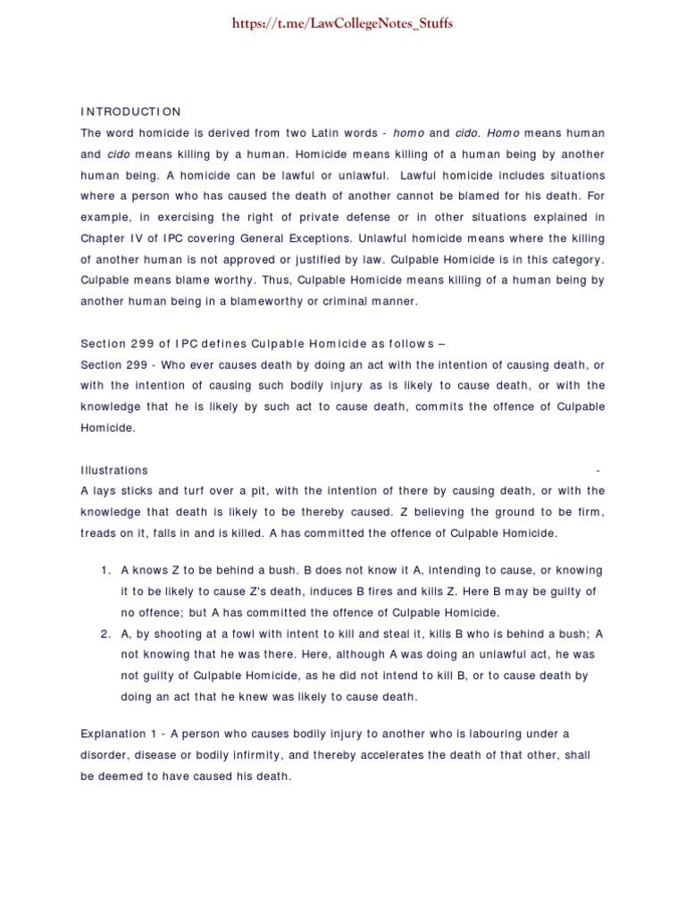 Section 299 and 300 of IPC | PDF | Murder | Homicide