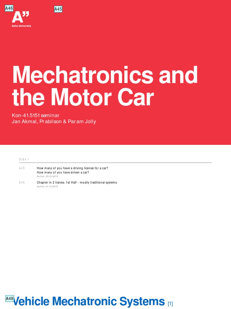Mechatronic Systems in the Automotive Industry: An Overview of Smart ...