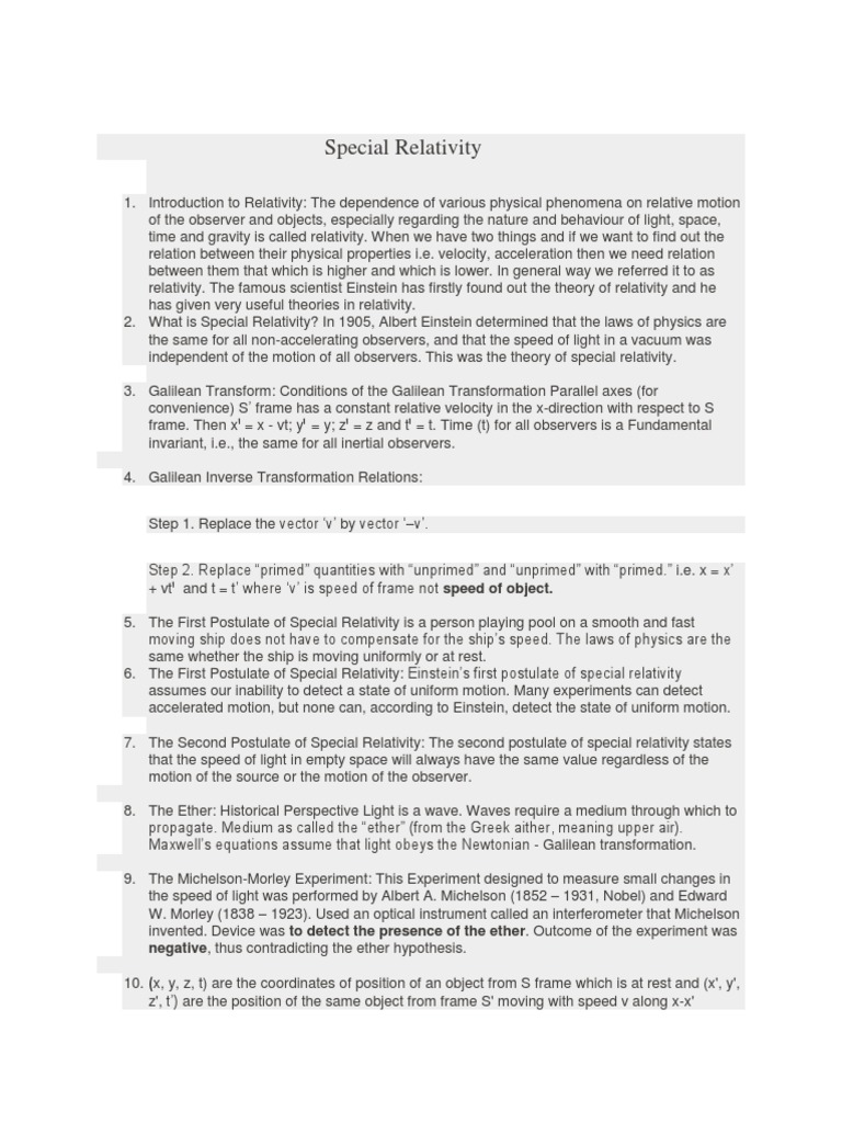 Special Relativity: Speed of Object | PDF | Special Relativity ...