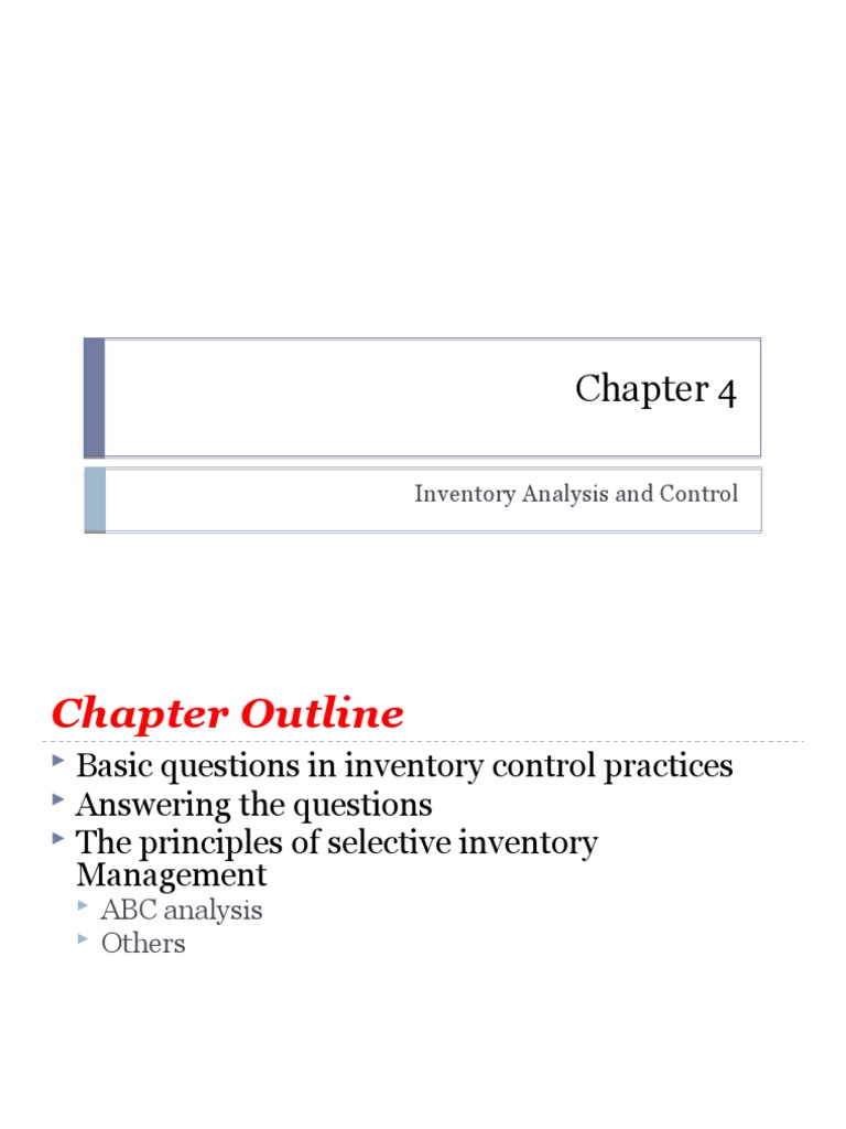 Ch4 Inventory Control and Analysis Systems | PDF | Inventory | Lean ...