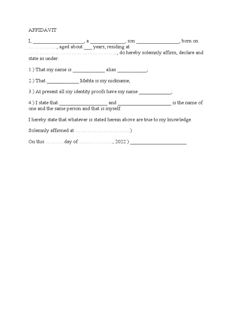 2 AFFIDAVIT For Alias Names 2022 | PDF