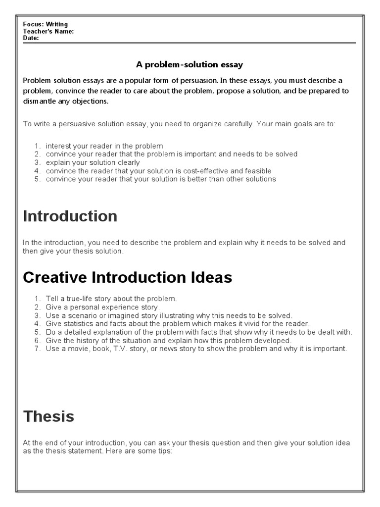 Problem-Solution Essay Guide | PDF | Essays | Persuasion