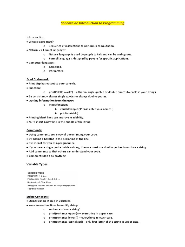 Sebenta de Introduction To Programming | PDF | String (Computer Science) | Subroutine