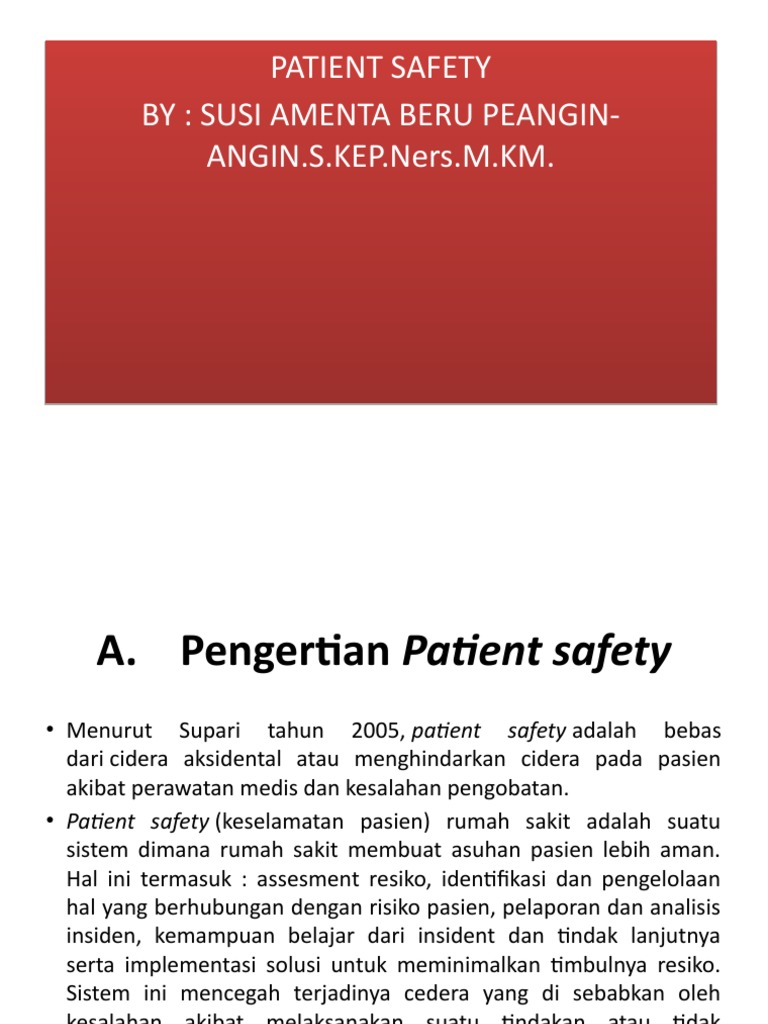 Keselamatan Pasien: Sistem dan Standar | PDF