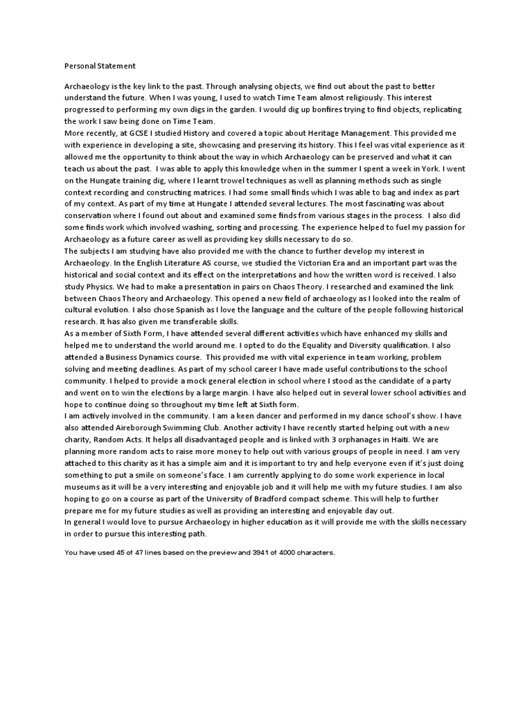 Personal Statement | PDF | Archaeology | Science