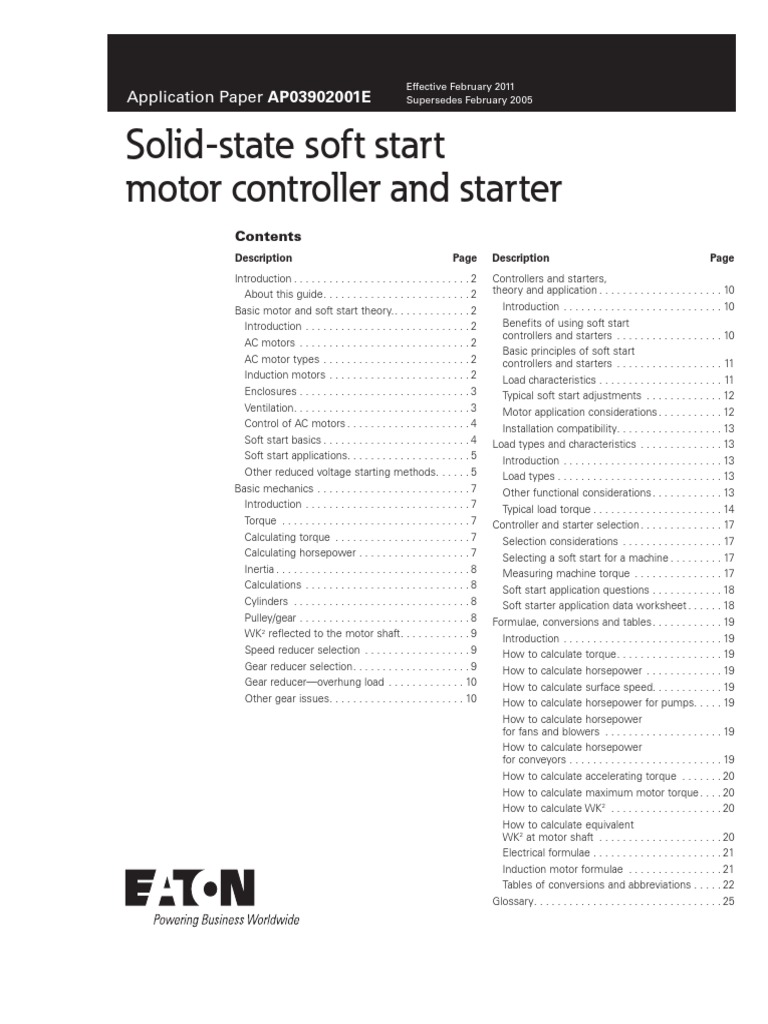 Solid-State Soft Start - EATON | PDF | Electric Motor | Equipment