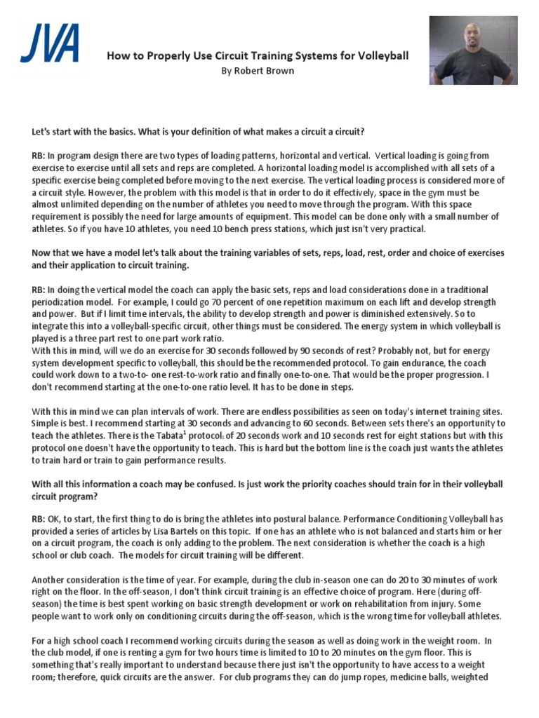 How To Properly Use Circuit Training Systems For Volleyball | PDF ...