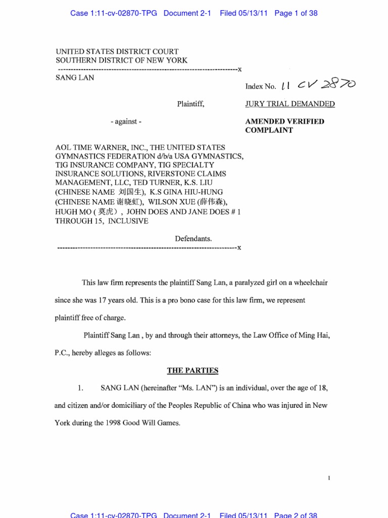 11-02870-Amended Complaint | PDF | Damages | Defamation