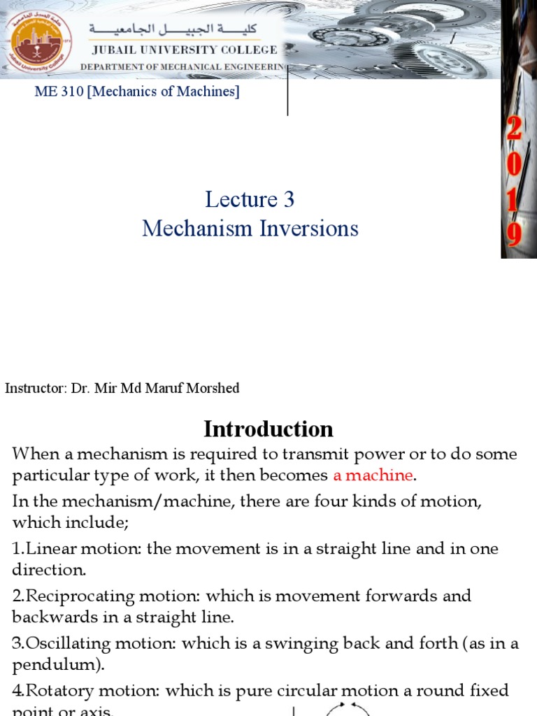 Lecture 3 Mechanism Inversions | PDF | Mechanical Engineering | Machines