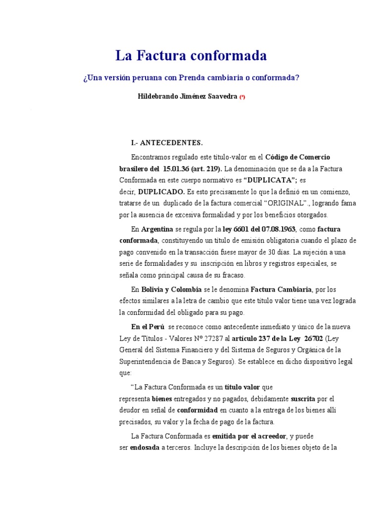 La Factura Conformada | PDF | Factura | Pagos