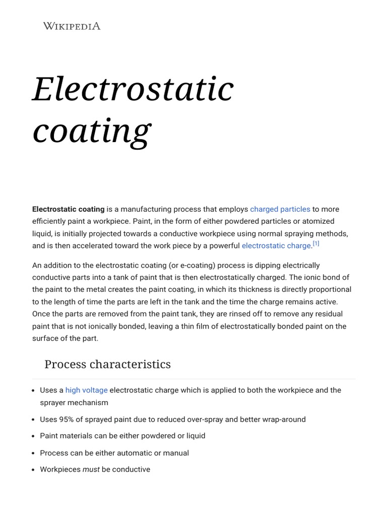 Electrostatic Coating - Wikipedia | PDF | Secondary Sector Of The ...
