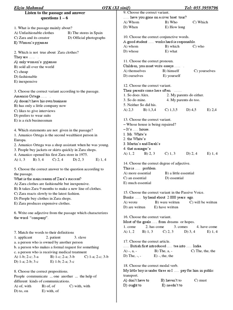 Sinaq Otk (XI) | PDF