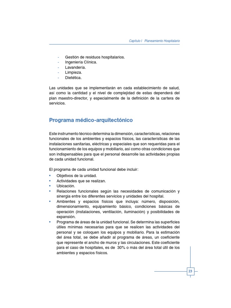 Programa Médico-Arquitectónico: Capítulo I Planeamiento Hospitalario ...