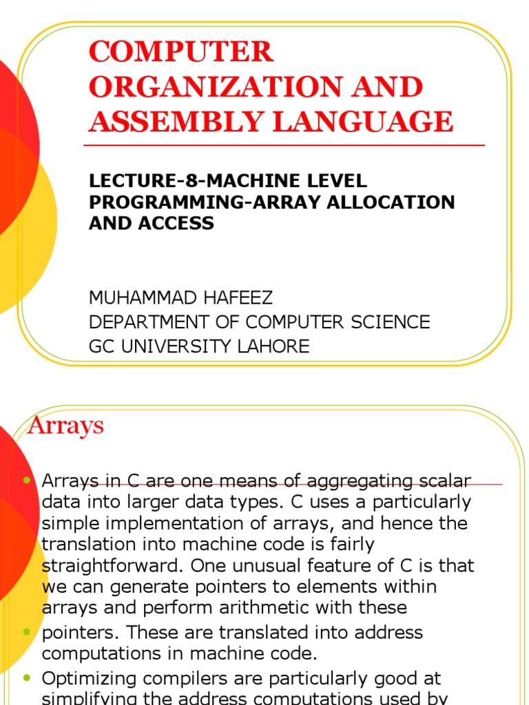Computer Organization and Assembly Language: Lecture-8-Machine Level ...