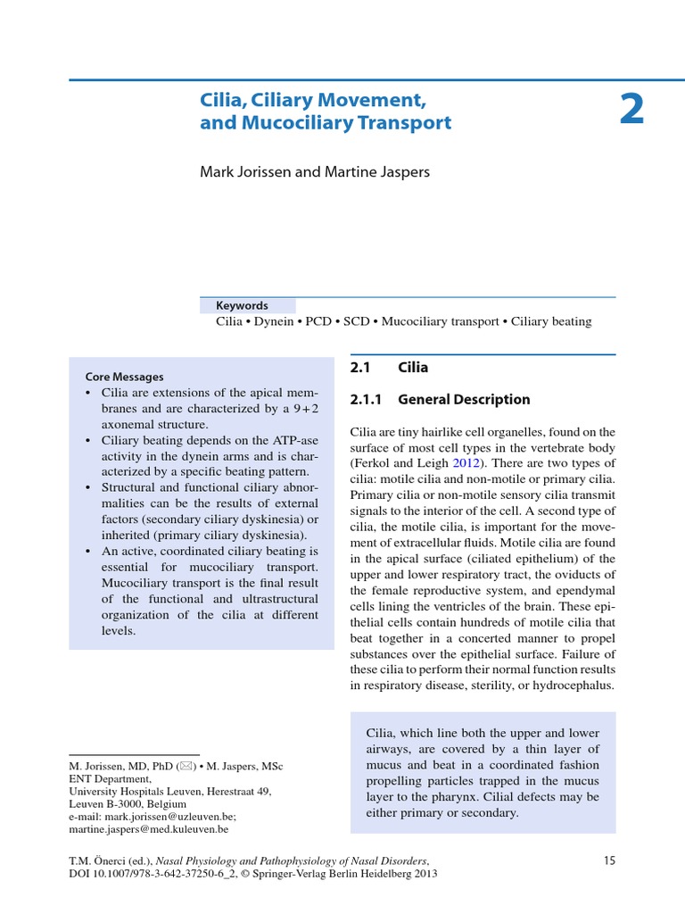 Cilia, Ciliary Movement | PDF | Biology | Anatomy
