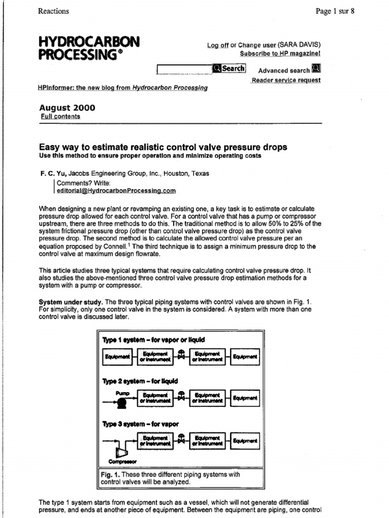 Control Valve Pressure Drop Calculation | PDF