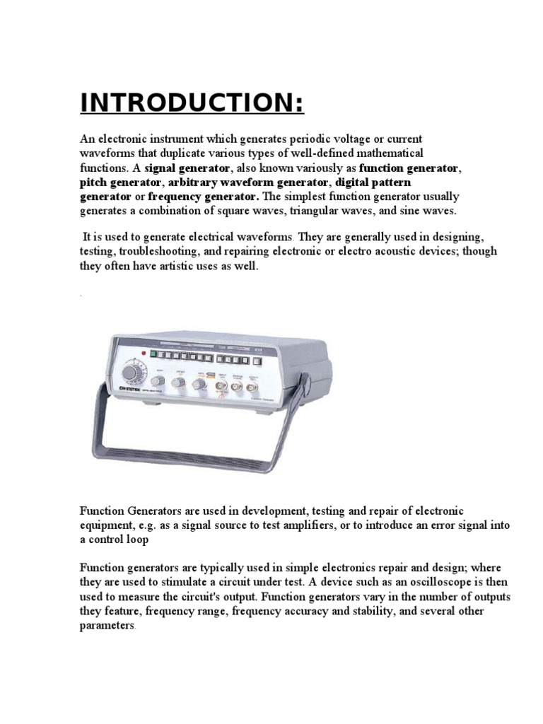 Function Generator Overview and Uses | PDF | Computer Engineering | Force