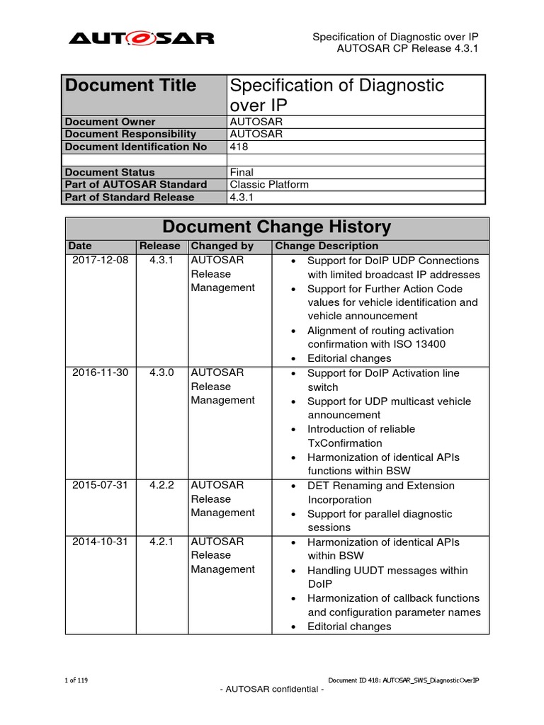 Autosar Sws Diagnosticoverip | Download Free PDF | Internet Protocol Suite | Internet Protocols