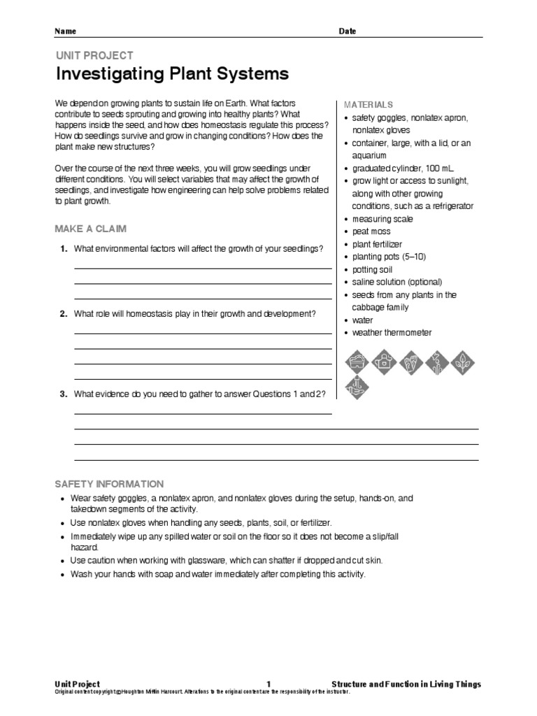 Investigating Plant Systems: Unit Project | PDF | Seedling | Cell (Biology)