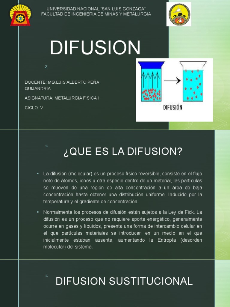 Definición y Procesos de Difusión | PDF | Difusión | Mecanica clasica