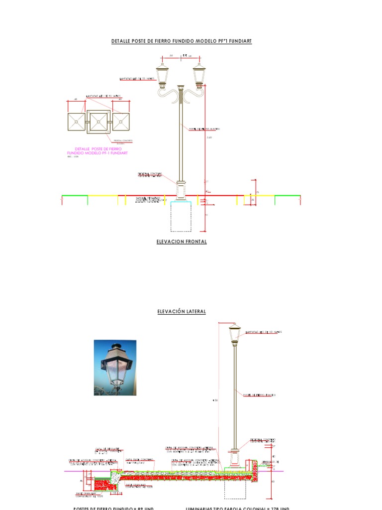 Detalle Poste de Fierro Fundido Modelo PF | PDF