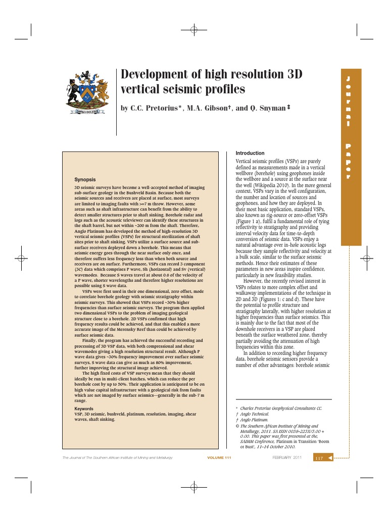 Development of High Resolution 3D Vertical Seismic Profiles | PDF ...