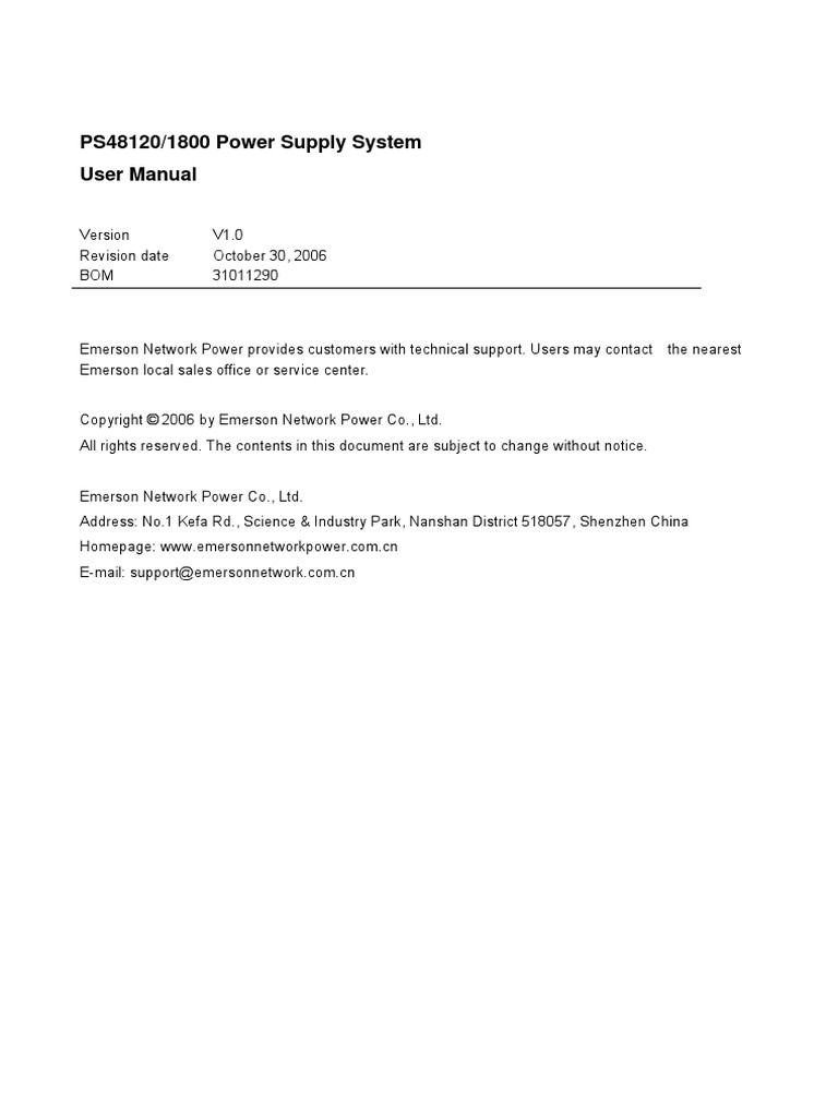 PS48120-1800 Power Supply System User Manual | PDF | Power Supply ...