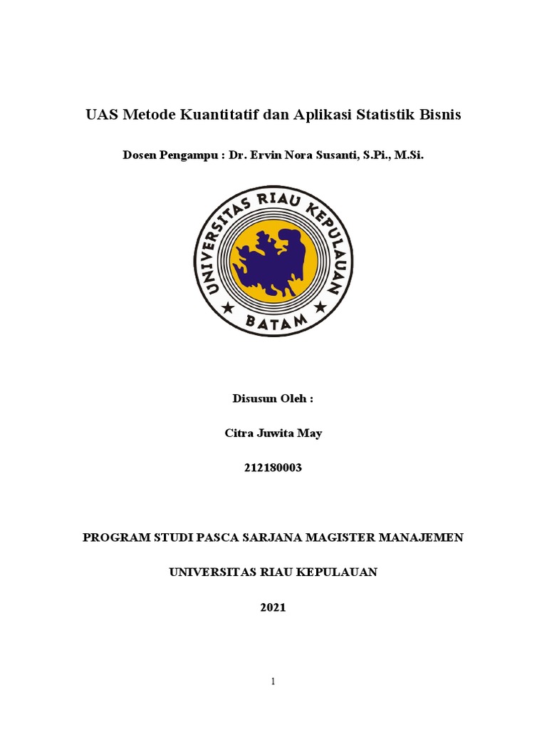 Jawaban Uas Metode Kuantitatif | PDF | Teknologi & Rekayasa