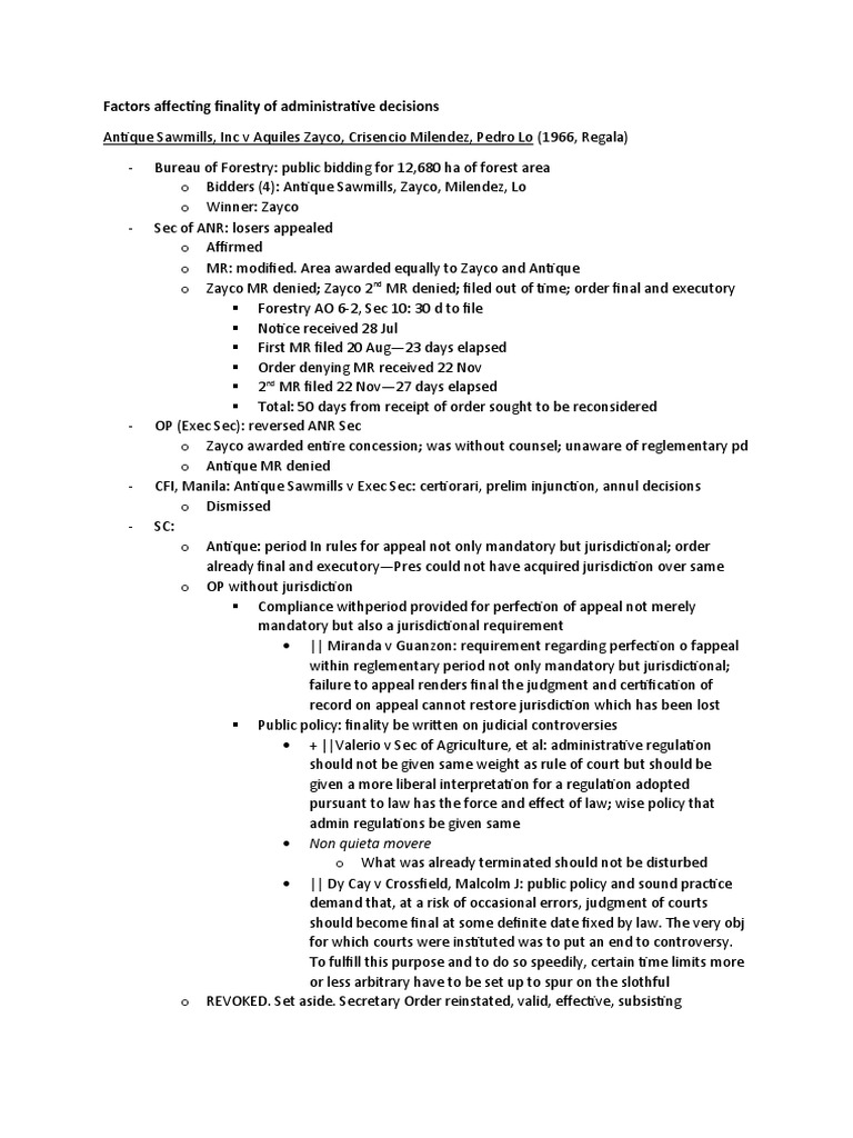 Administrative Law - Factors Affecting Finality of Administrative ...