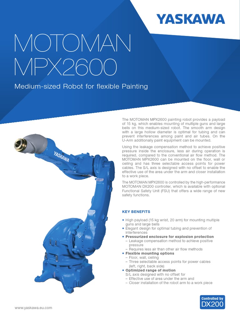 Motoman MPX2600: Medium-Sized Robot For Flexible Painting | PDF ...
