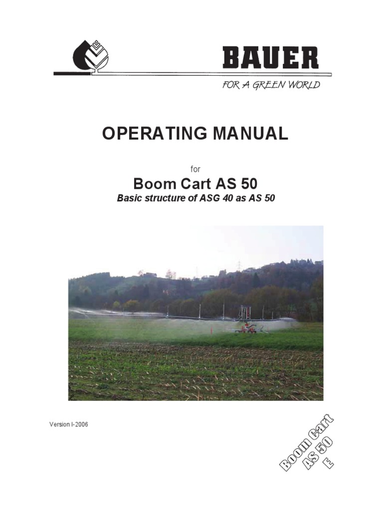 Operating Manual for BAUER Boom Cart AS 50 | PDF | Tractor | Machines