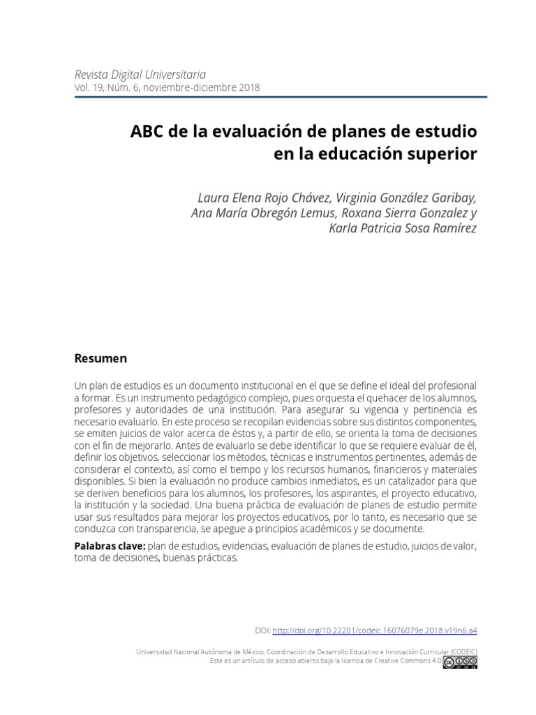 ABC de La Evaluación de Planes de Estudio | PDF | Plan de estudios | Evaluación