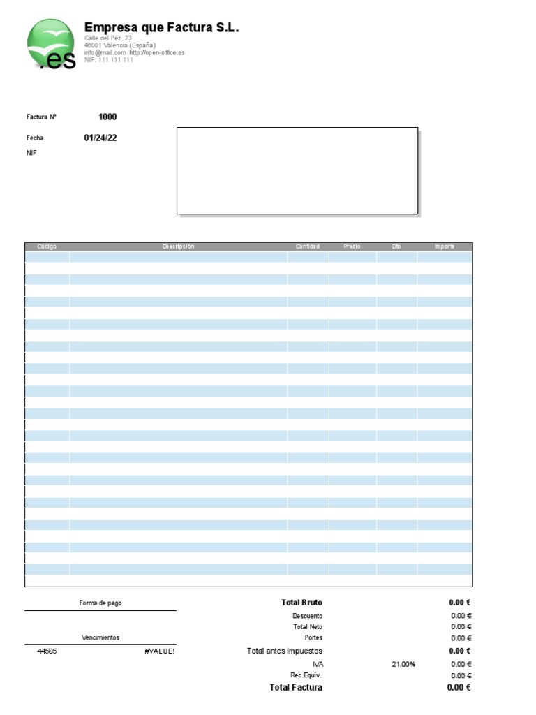 Modelo Factura Openoffice Calc | PDF