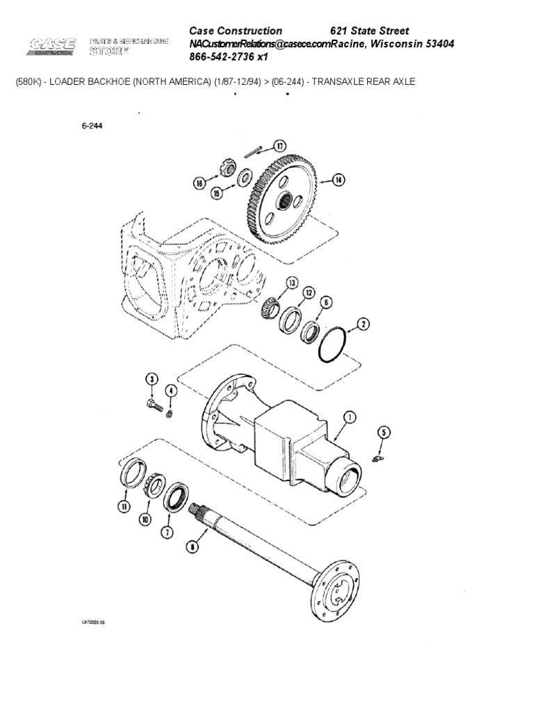 Rear Axle Assembly Diagram and Parts List for Case Construction 580K ...