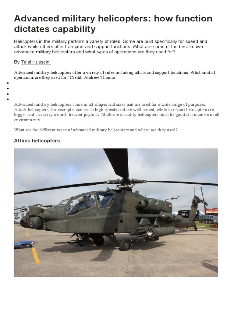 Advanced Military Helicopters | PDF | Attack Helicopter | Military Aircraft