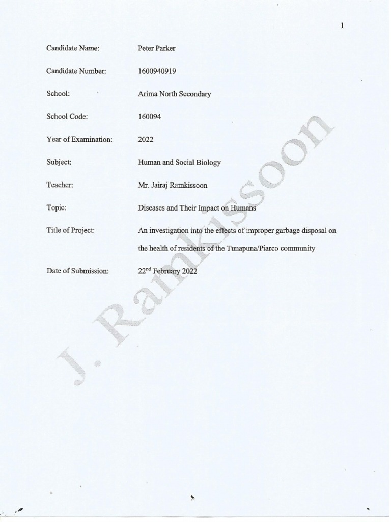 SBA Sample - Human and Social Biology (HSB) | PDF