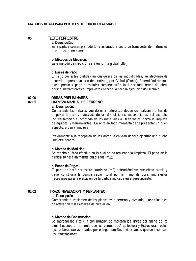 Matrices de 4X4 para Porticos de Concreto Armado | PDF | Fundación ...