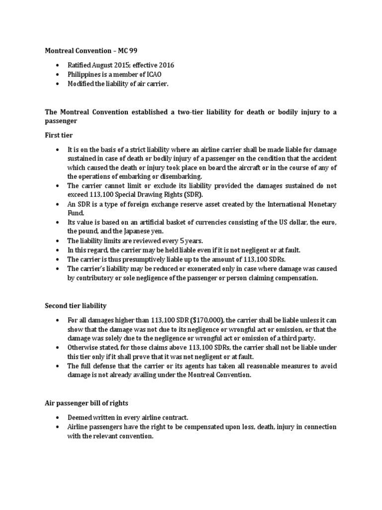 Montreal Convention - MC 99 | PDF | Special Drawing Rights | Legal ...