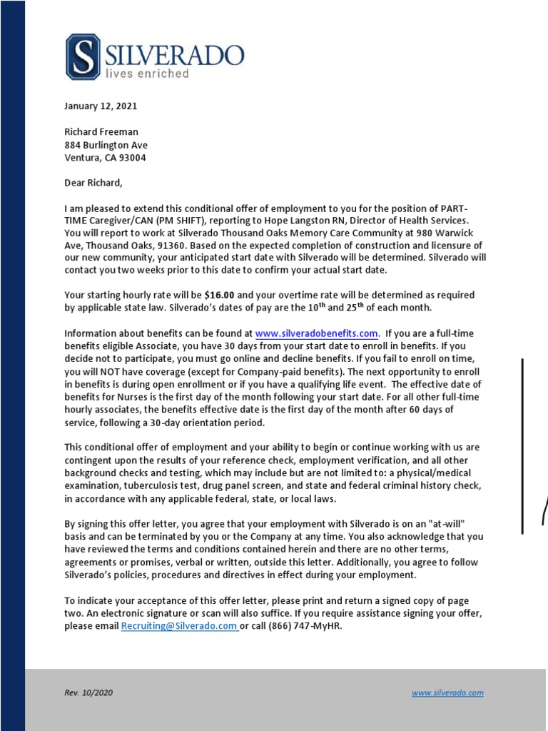 Conditional Job Offer for Caregiver Position | PDF | Social Programs ...