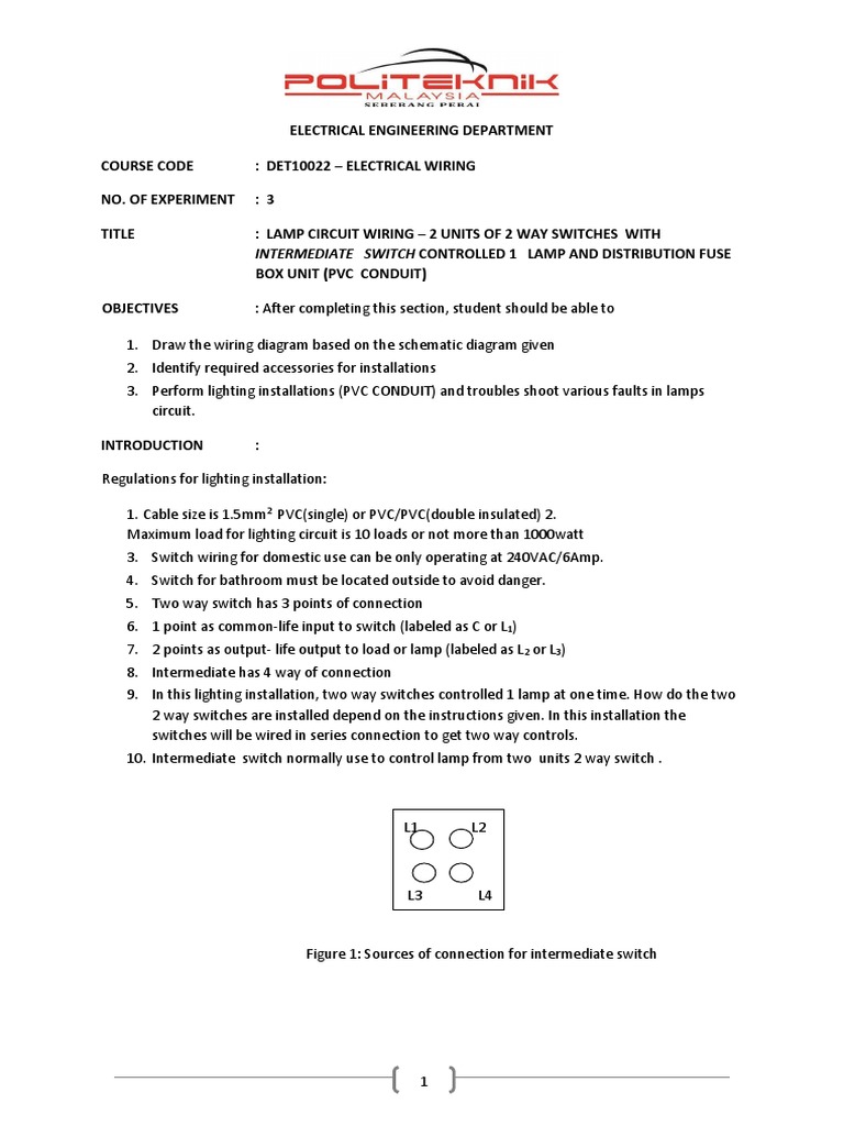 Lab Wiring 3 | PDF | Electrical Wiring | Switch