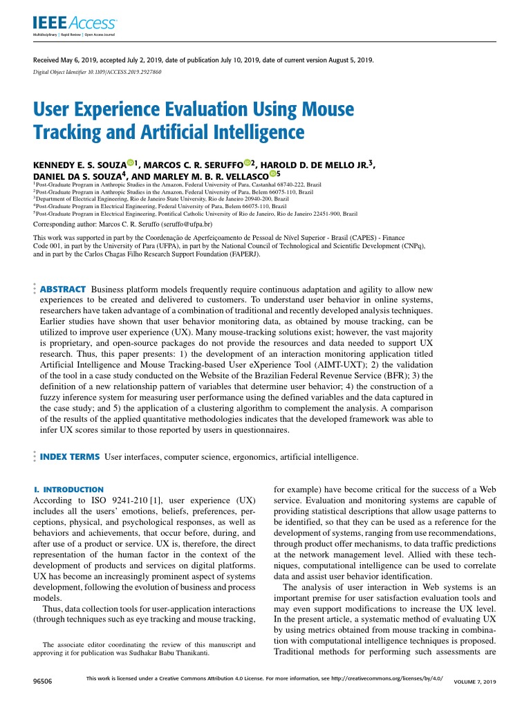 User Experience Evaluation Using Mouse Tracking and Artificial ...