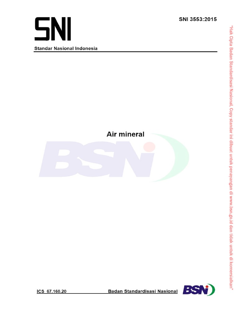 Air Mineral SNI 3553 - 2015 | PDF