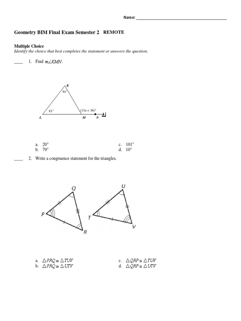 Geometry Test Review (Completed) | PDF | Euclid | Geometry