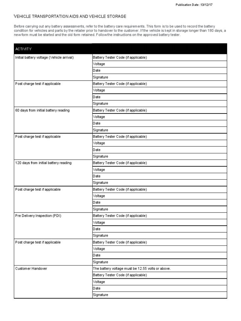 Vehicle Transportation Aids and Vehicle Storage: Activity | PDF ...
