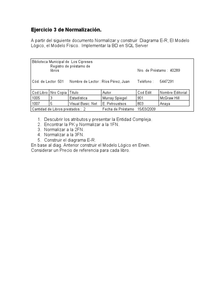 Ejercicio 1 de Normalización | PDF