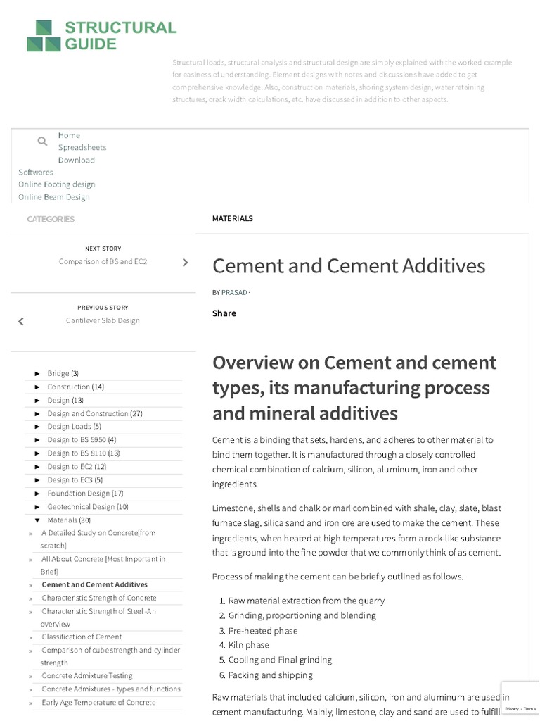 Cement and Cement Additives - Structural Guide | PDF