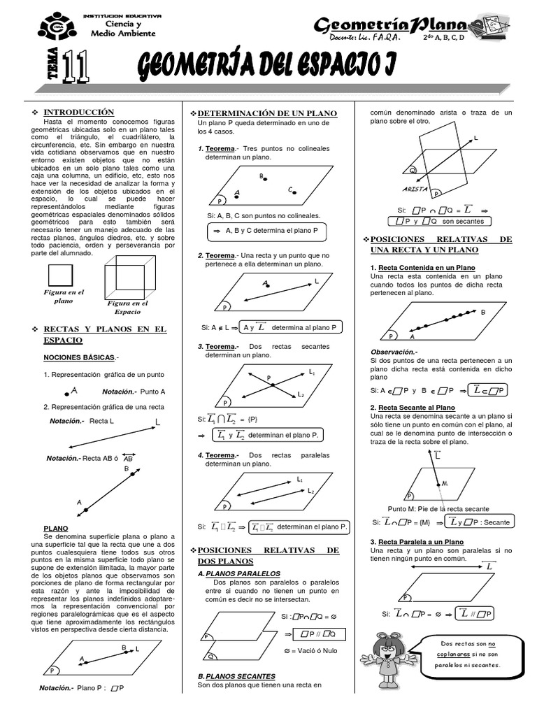Geometría del Espacio: Conceptos Clave | PDF | Geometria plana ...