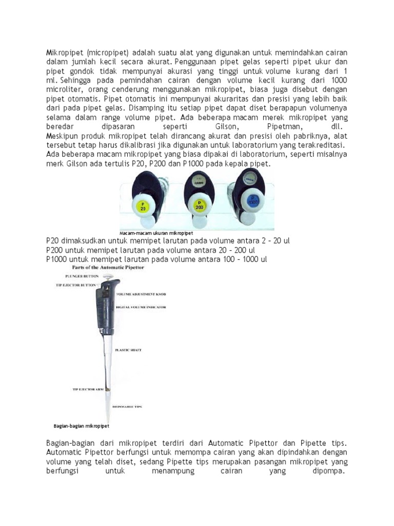 Panduan Lengkap Mikropipet dan Fungsinya | PDF