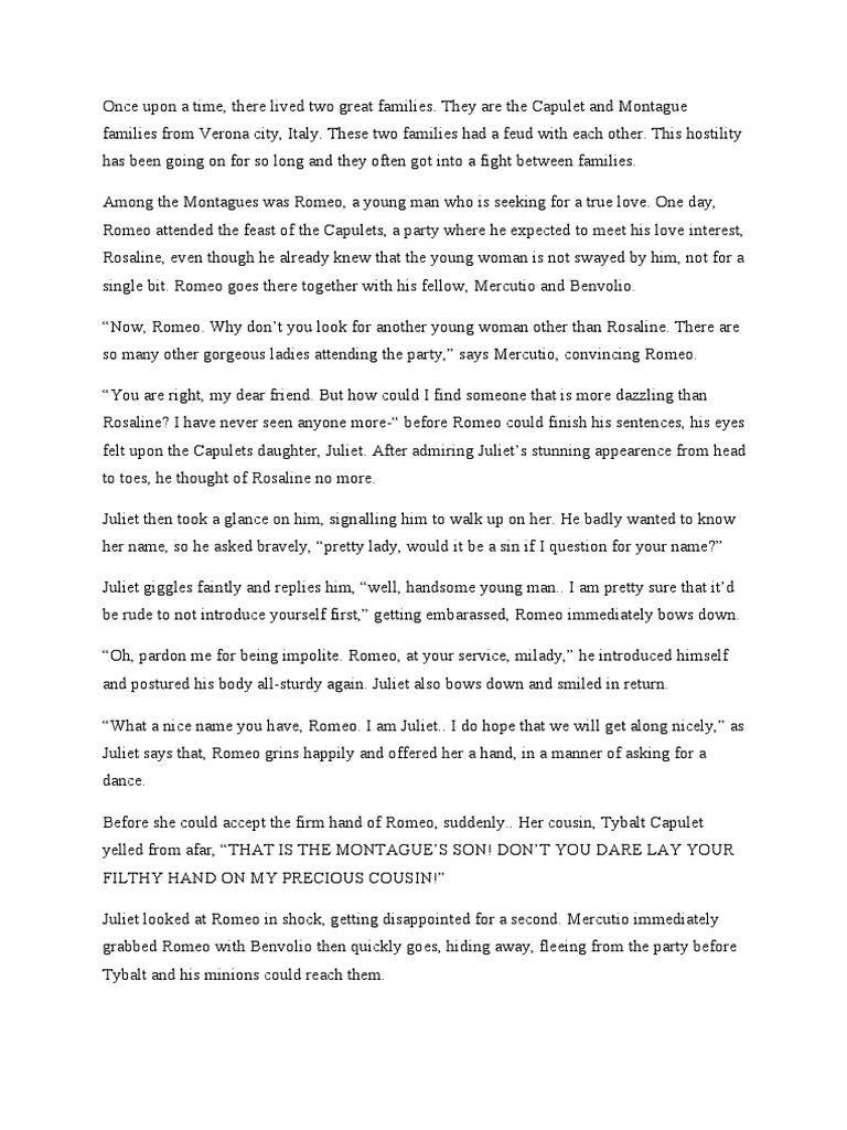 Romeo and Juliet Short Storytelling | PDF | Characters In Romeo And ...